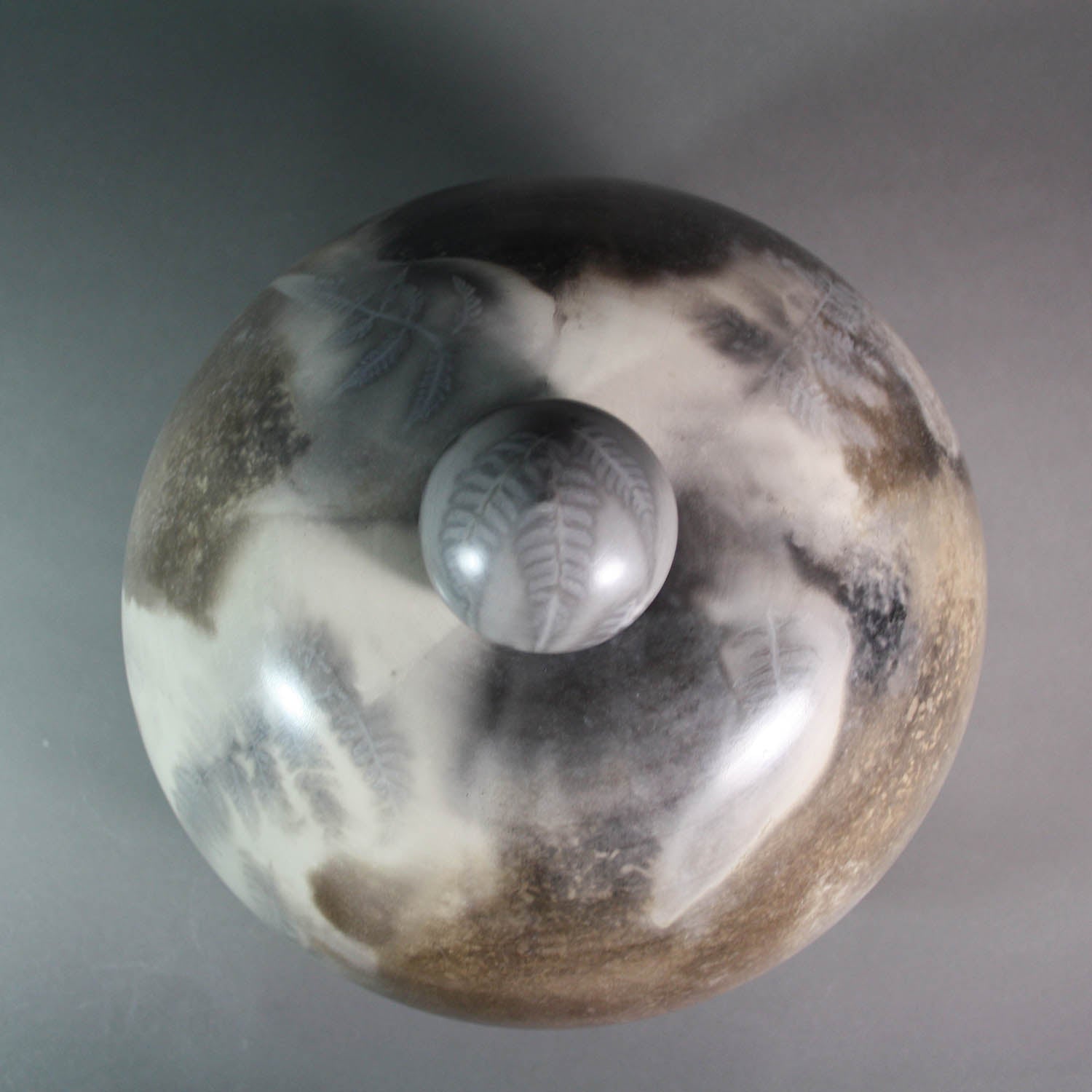 Original Artwork by Judy Blake 'Sawdust-fired Lidded Vessel with ‘Fern ...