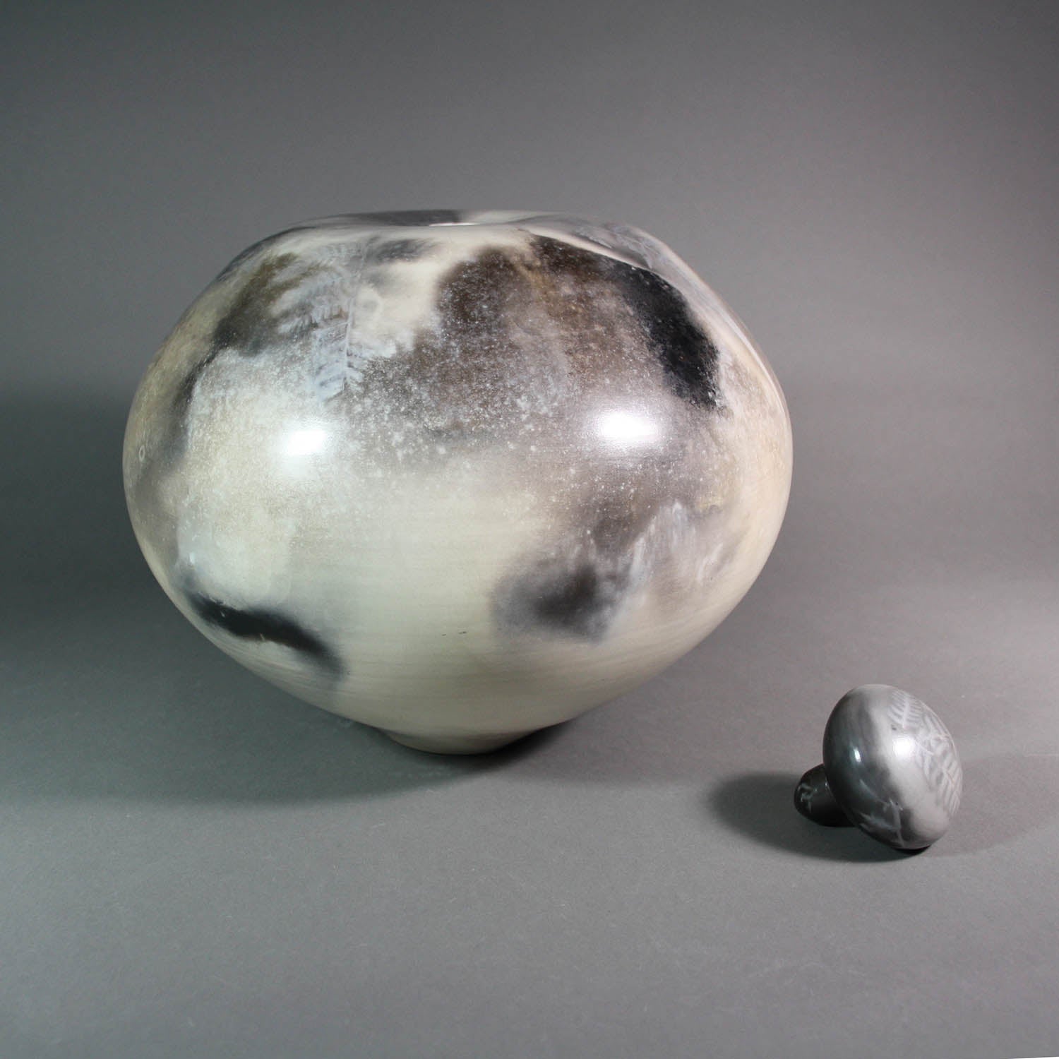 Original Artwork by Judy Blake 'Sawdust-fired Lidded Vessel with ‘Fern ...