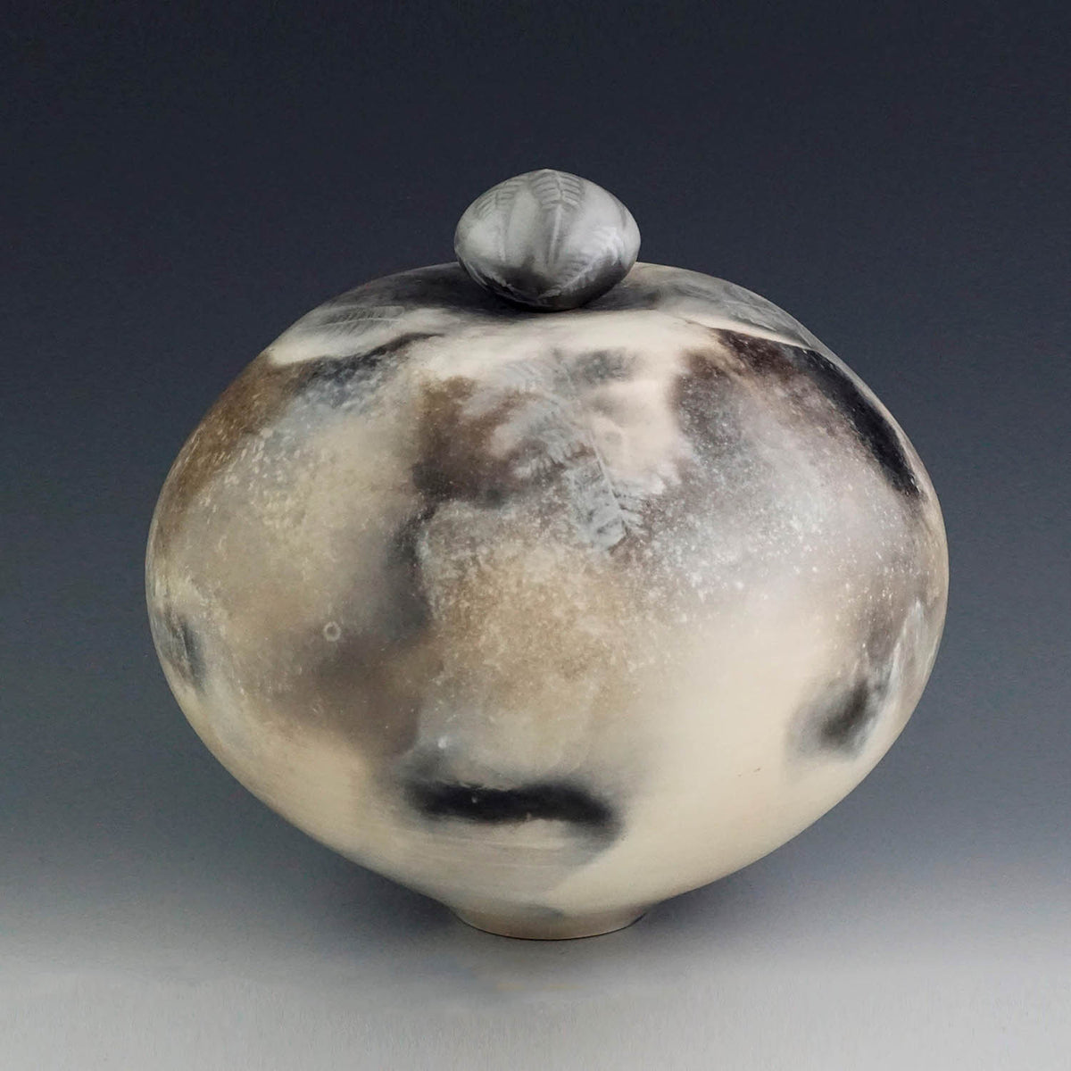 Original Artwork by Judy Blake 'Sawdust-fired Lidded Vessel with ‘Fern ...